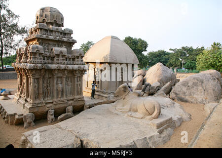 The Five Rathas, Arjuna ratha, Draupadi ratha, Mahabalipuram, Tamil ...