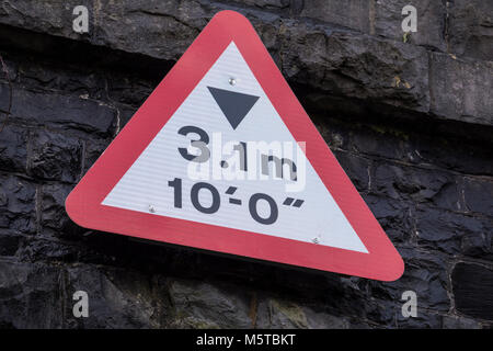 low bridge with height sign and hazard warning markings, isleworth ...