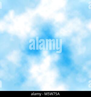 Seamless pattern of white fluffy clouds in a turquoise blue sky in ...