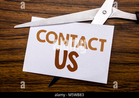Inspiration showing sign Contact Us. Internet Concept Group of person ...