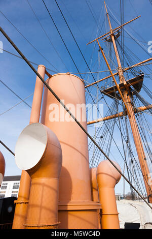 Steam funnel funnels, rigging & mast on upper deck of HMS Warrior ...