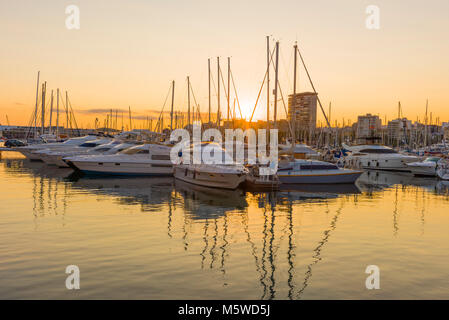 Alicante sunset at the marina,Spain Stock Photo - Alamy