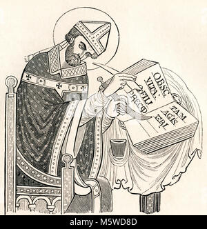 Saint Dunstan, Archbishop of Canterbury (909-999), writing a book of ...