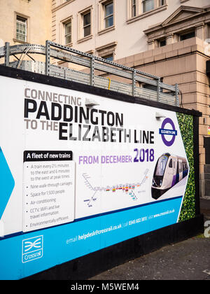 Crossrail Sign outside Paddington Train Station, London, England, UK ...