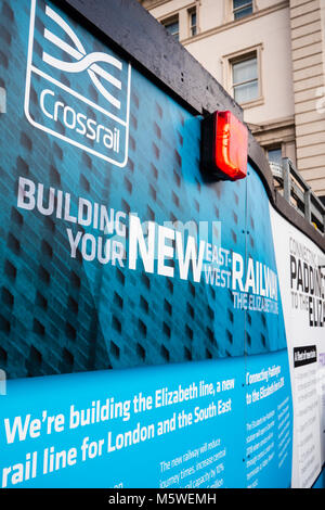 Crossrail Sign outside Paddington Train Station, London, England, UK ...