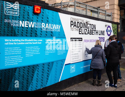Crossrail Sign outside Paddington Train Station, London, England, UK ...