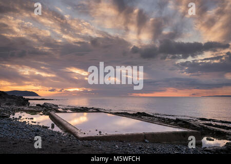 The seawater tidal pool at Watchet in Somerset, England on a summer ...