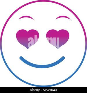 degraded line enamored emoji face expression with arms Stock Vector ...
