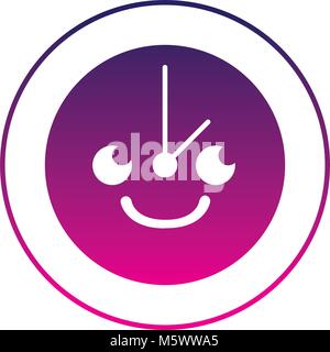 silhouette smile circle clock kawaii cartoon vector illustration Stock ...