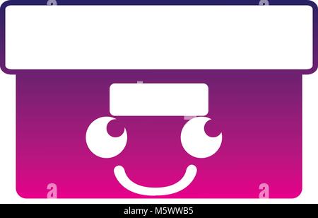 silhouette smile box archive kawaii cartoon vector illustration Stock ...