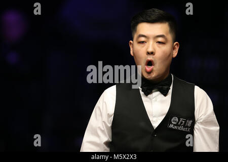 Tian Pengfei during day one of the 2019 Betfred World Championship at ...
