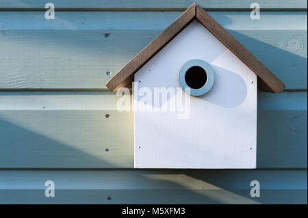 Bird-box affixed to a garden shed Stock Photo - Alamy