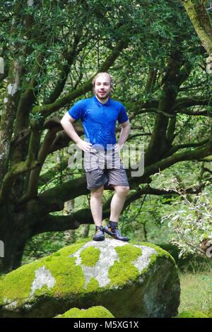 Young Man Wild Swimming at Sharrah Pool on the River Dart, Holne Woods ...