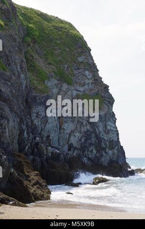 Slate Cliffs of the North Cornwall Coast at Holywell Bay. Geological ...