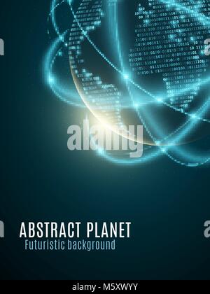 World map from binary code. Abstract planet earth. Blurred lines move. Futuristic background ...