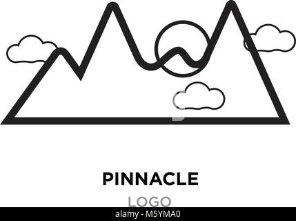 pinnacle icon isolated on white background with gray frame, sign and ...