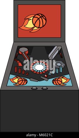 retro arcade screen pinball game machine vector illustration drawing ...