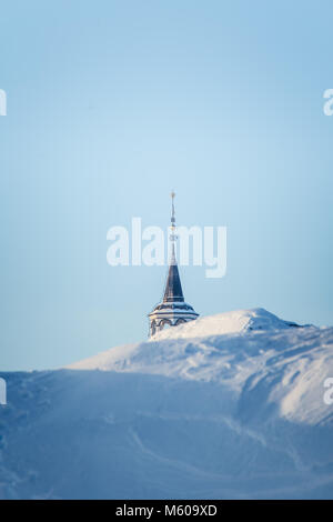 A beautiful tower of Roros church in central Norway. World heritage ...