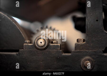 Antique cast iron printing press, isolated on white Stock Photo - Alamy