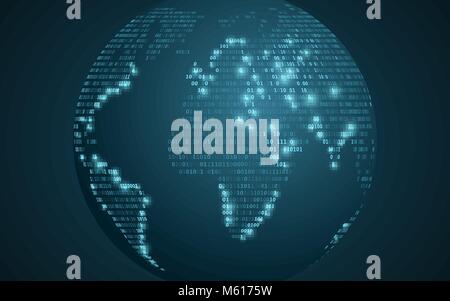 World map from binary code. Abstract planet earth. Blurred lines move. Futuristic background ...