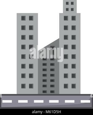 road with city buildings icon over white background, vector ...