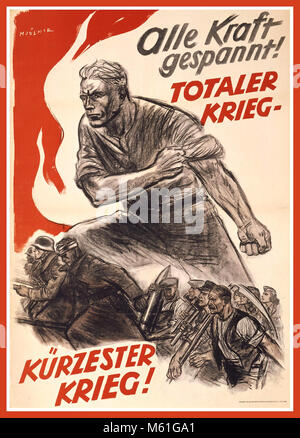 Volkssturm 1940's Vintage WW2 Nazi Propaganda Poster 1944 illustrating ...