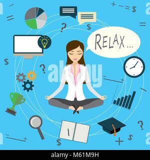 Office worker or business woman relaxes after work,on white background ...