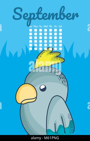 Cute parakeet calendar cartoon Stock Vector Image & Art - Alamy