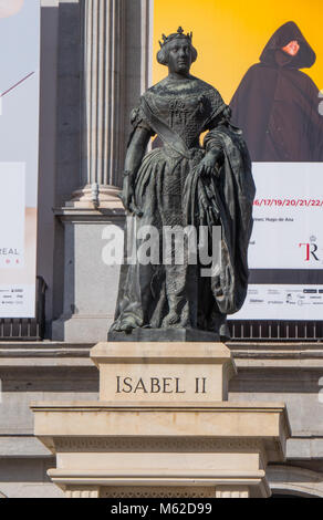 Isabel 2nd statue and Monument at Opera Square in Madrid Stock Photo ...