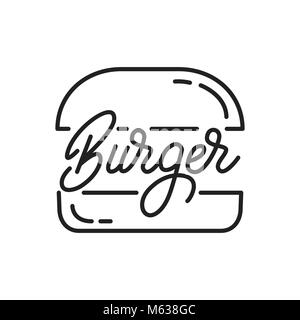 Lettering Burger - hamburger or cheeseburger vector. Fast food Stock ...