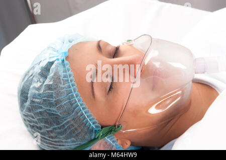 Beautiful patient receives anaesthetic in hospital Stock Photo - Alamy
