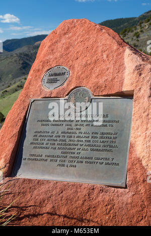 Civilian Conservation Corps (CCC) plaque, Red Rocks Park, Jefferson ...
