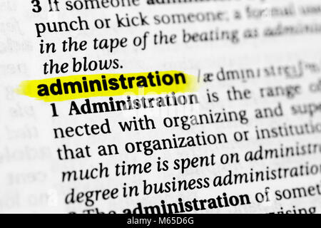 administration word in a dictionary. administration concept Stock Photo ...