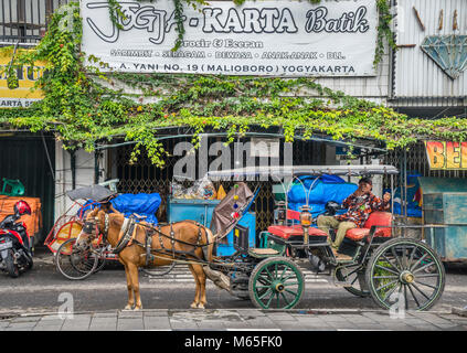 Indonesia, Central Java, Yogyakarta, horse-pulled carriage, locally ...