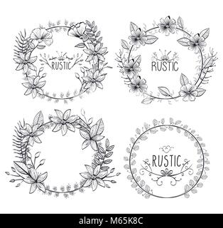 rustic set wreaths icons Stock Vector Image & Art - Alamy