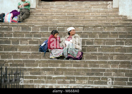 An indigenous Kiche Maya woman in colourful, traditional dress. Santa ...