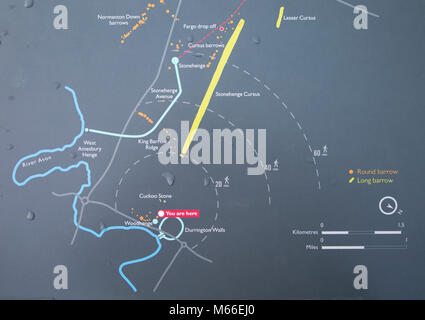 Information map showing main archaeological sites in the Stonehenge ...
