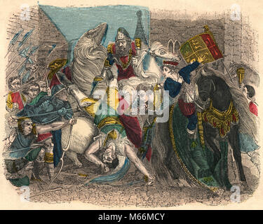 Richard II at the Peasant's Revolt and at the death of Wat Tyler, 1381 ...