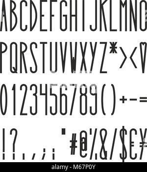 Tall And Skinny Bold Small Alphabet, Numbers And Symbols Stock Vector ...