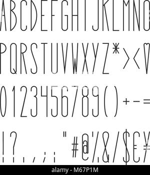 Tall And Skinny Regular Small Alphabet, Numbers And Symbols Stock ...