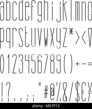 Tall And Skinny Handwriting Alphabet, Numbers And Symbols Small Stock ...