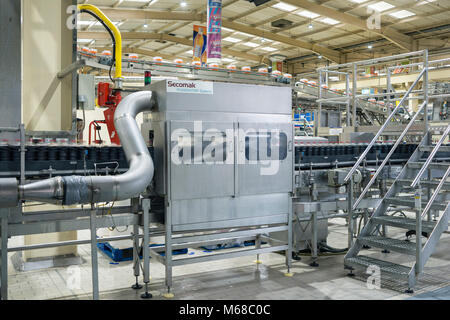 inside the A G Barr factory making Irn Bru drink on the production line ...