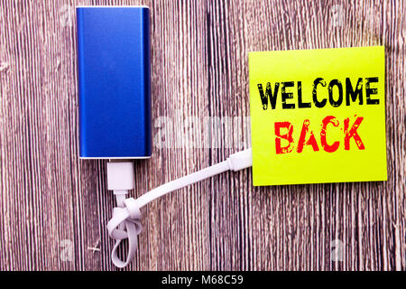welcome back - handwriting on a sticky note isolated on white Stock ...