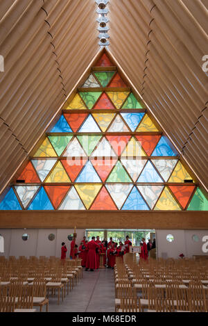 Stained glass window at The Cardboard Cathedral (designed by Shigeru ...