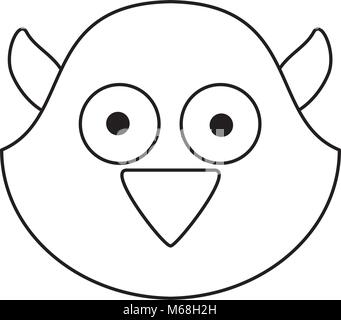 cute bird face icon over white background, blue shading design. vector ...