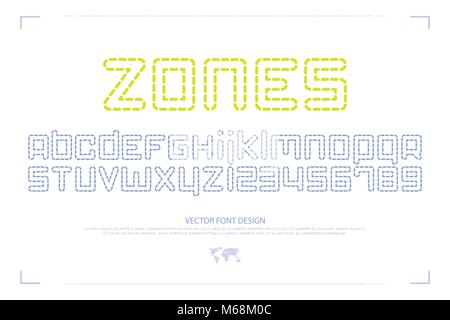 dash and dash style alphabet letters and numbers. vector, dotted line ...