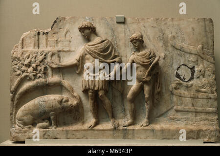 Roman marble relief - The Arrival of Aeneas and his Trojan Companions ...