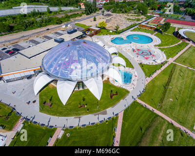 Oradea, Romania - May 17 2017: Oradea waterpark with waterslides and ...