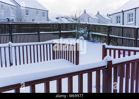 Largs, Scotland, UK - March 01, 2018: Garden Decking Covered in Snow ...