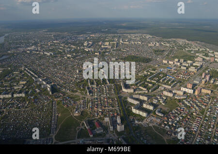 Kovrov, Russia. 8 May 2016. Kovrov city from the air. Kirov Street and ...
